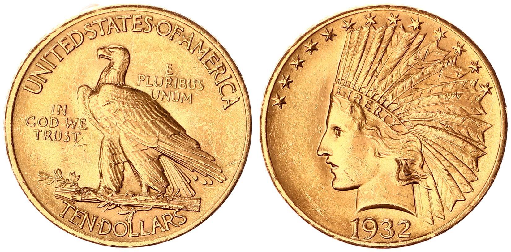 USA 10 Dollar 1932 Gold - Indian Head (1907-1933) UNC- | MA-Shops