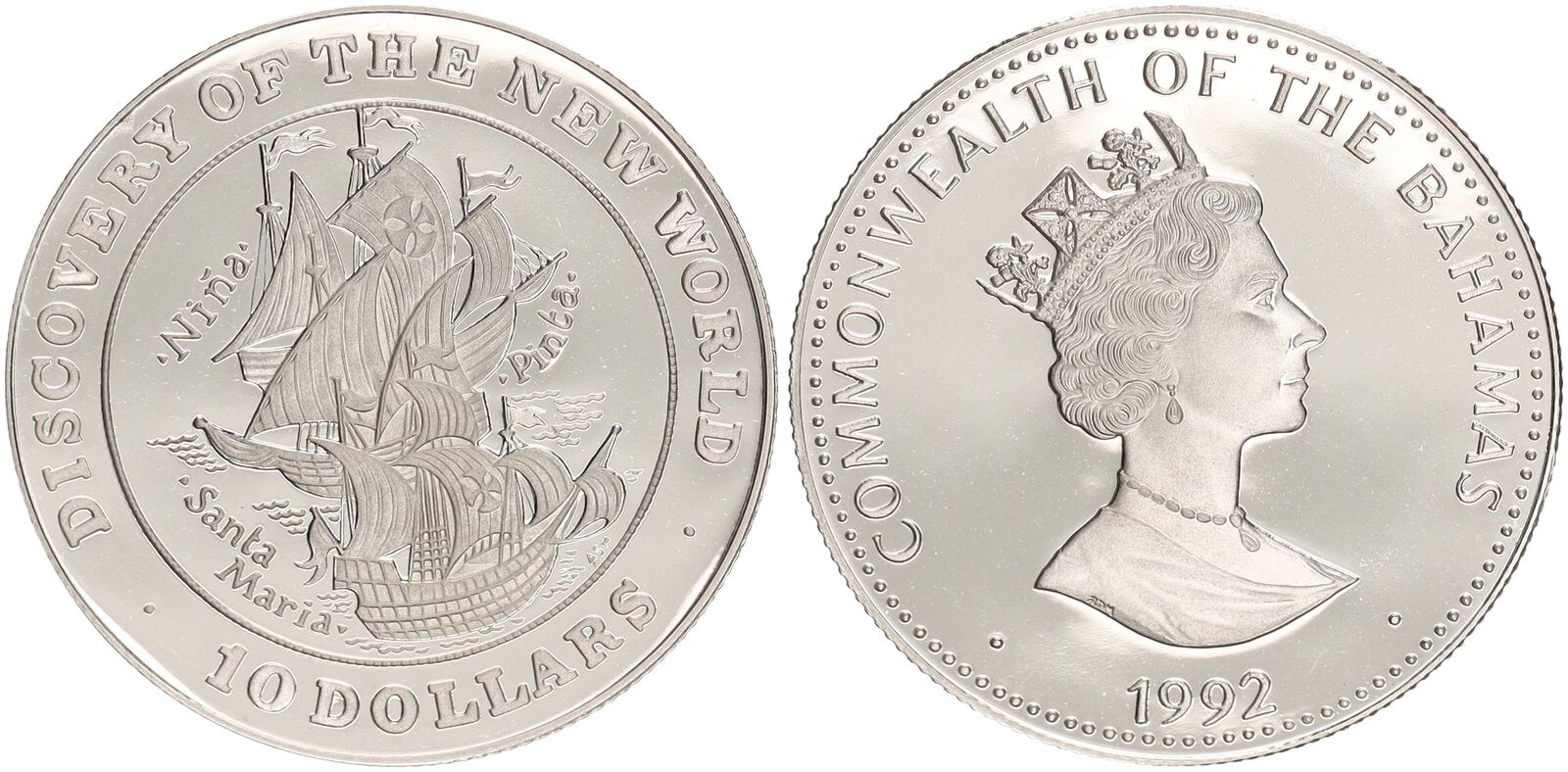 Bahamas 10 Dollars 1992 Entdeckung der Neuen Welt Silber Proof | MA-Shops