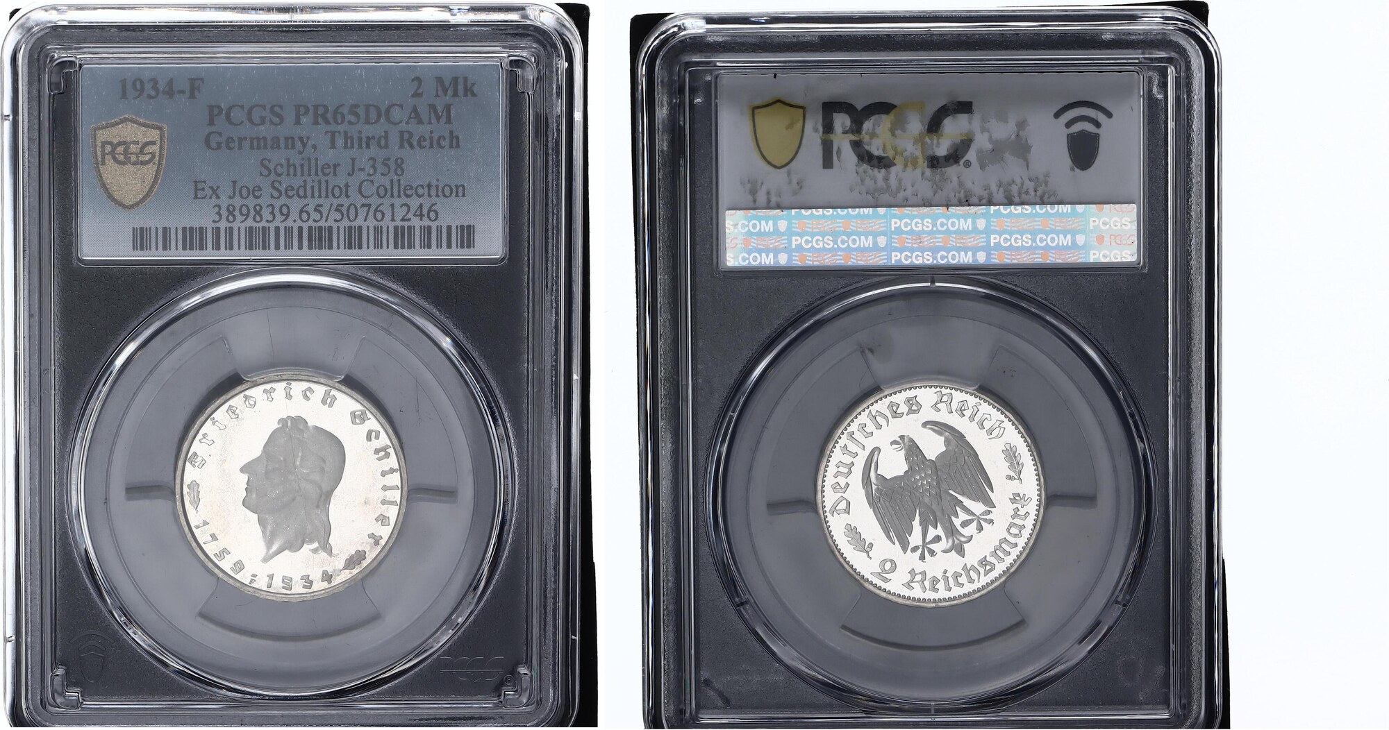 Germany, Third Reich 2 Mark Silber 1934 Schiller J-358 PR65DCAM Proof ...