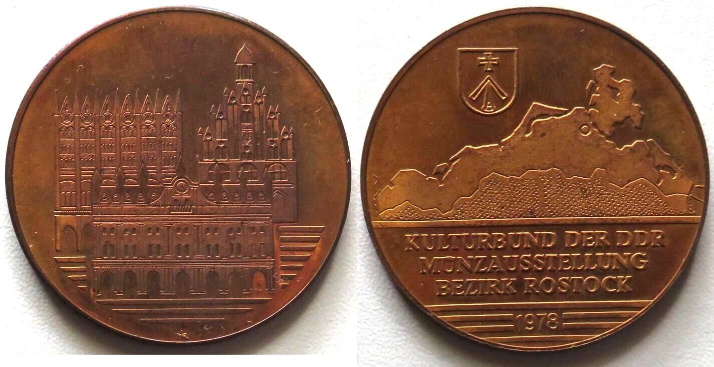Helmut König Kupfermedaille 1978 Münzausstellung Bezirk Rostock, histor ...