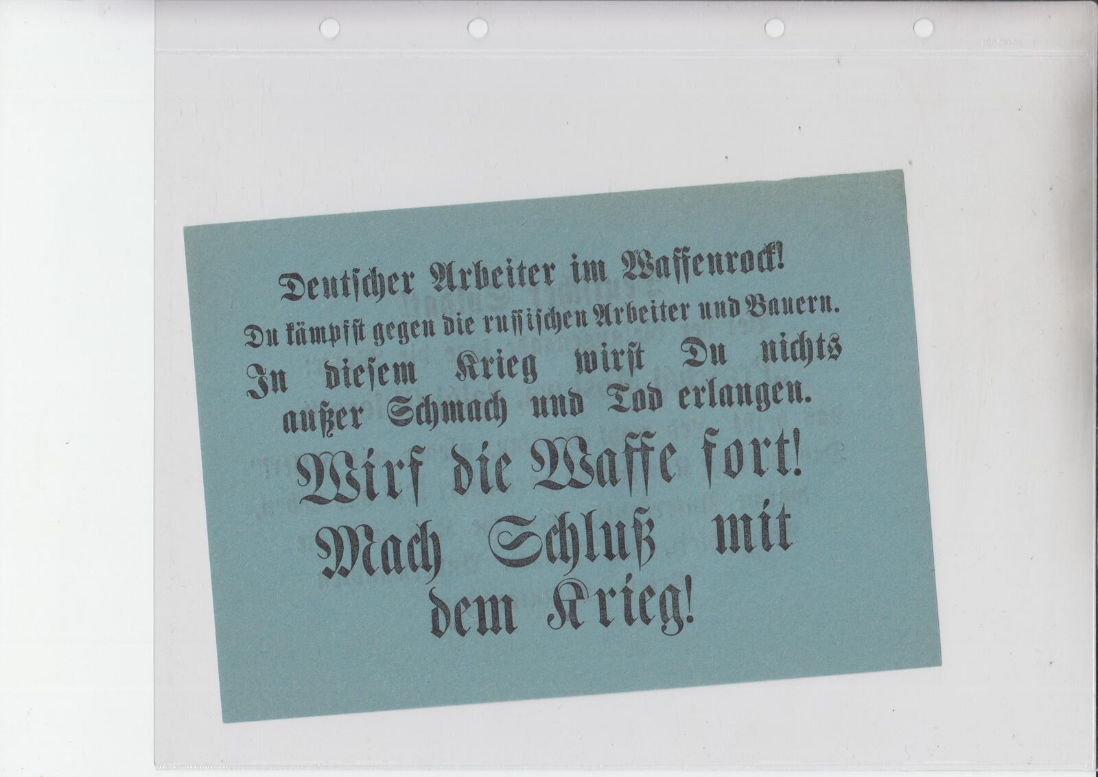 3.Reich Propaganda Flugblatt / Passierschein 1942 Russisches Flugblatt ...