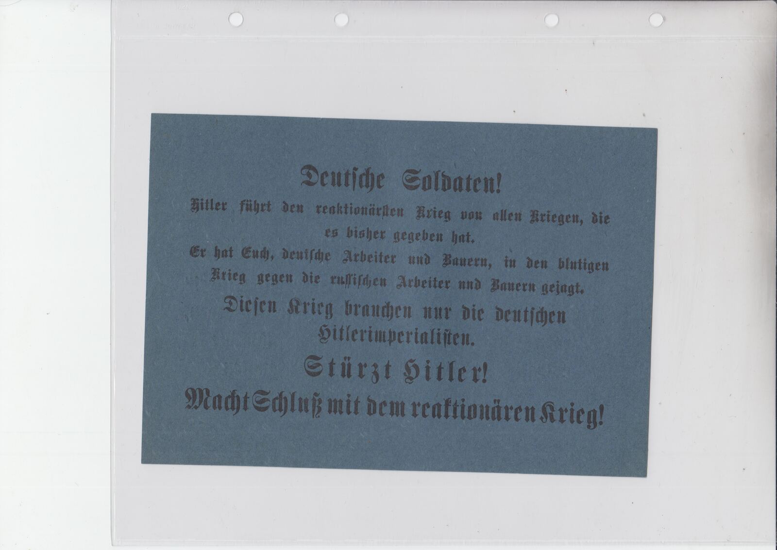 3.Reich Propaganda Flugblatt / Passierschein 1942 Russisches Flugblatt ...