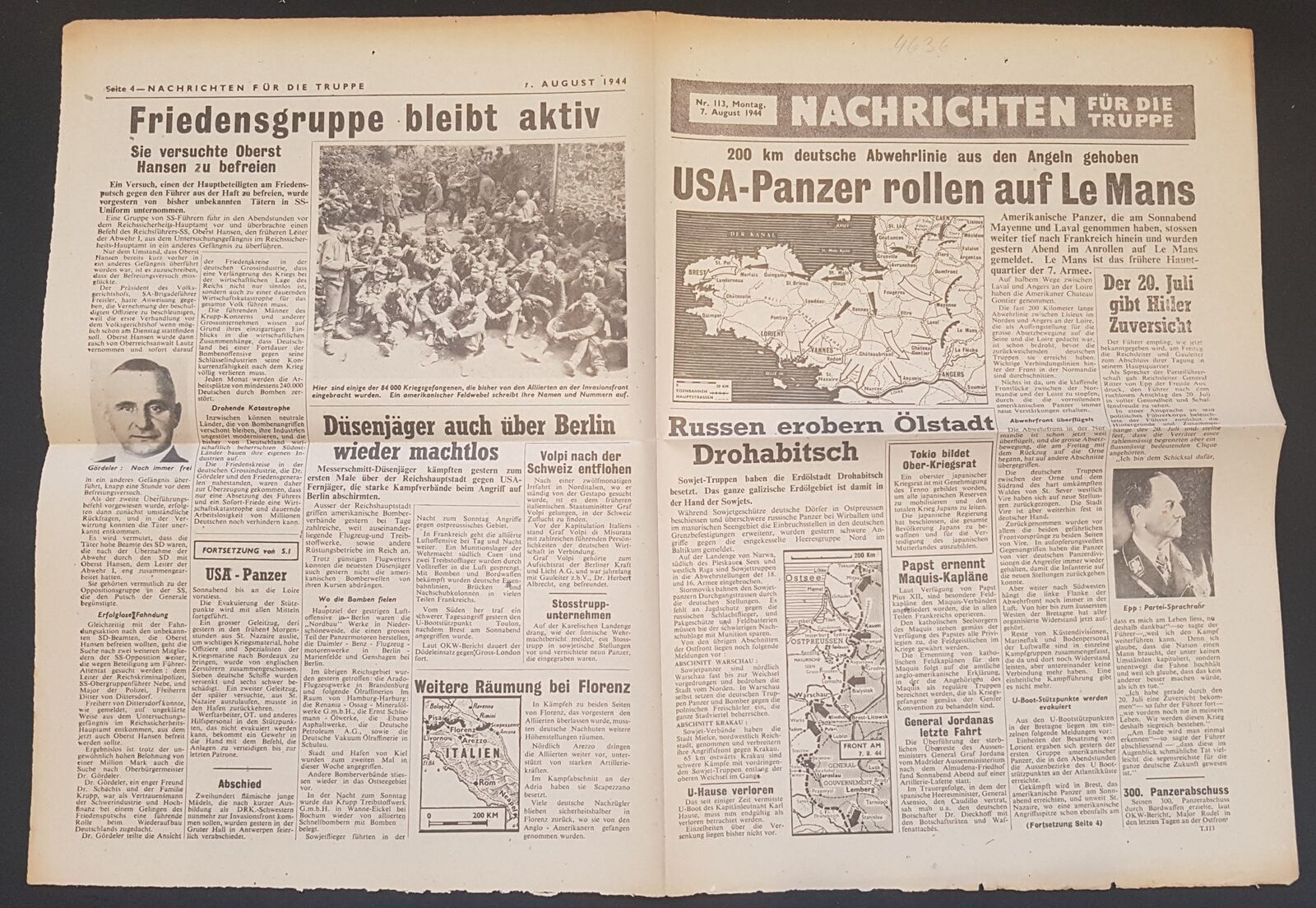 3.Reich Propaganda Flugblatt 7. August 1944 Russisches Flugblatt Front ...