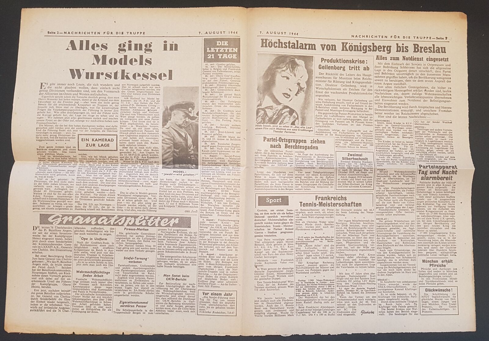 3.Reich Propaganda Flugblatt 7. August 1944 Russisches Flugblatt Front ...