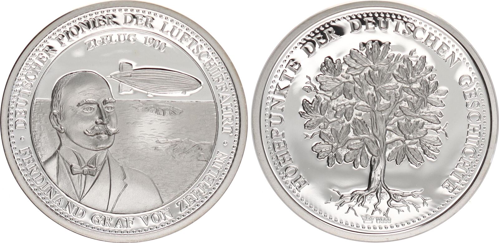BRD Medaille um 2000 Höhepunkte der deutschen Geschichte, Graf Zeppelin ...