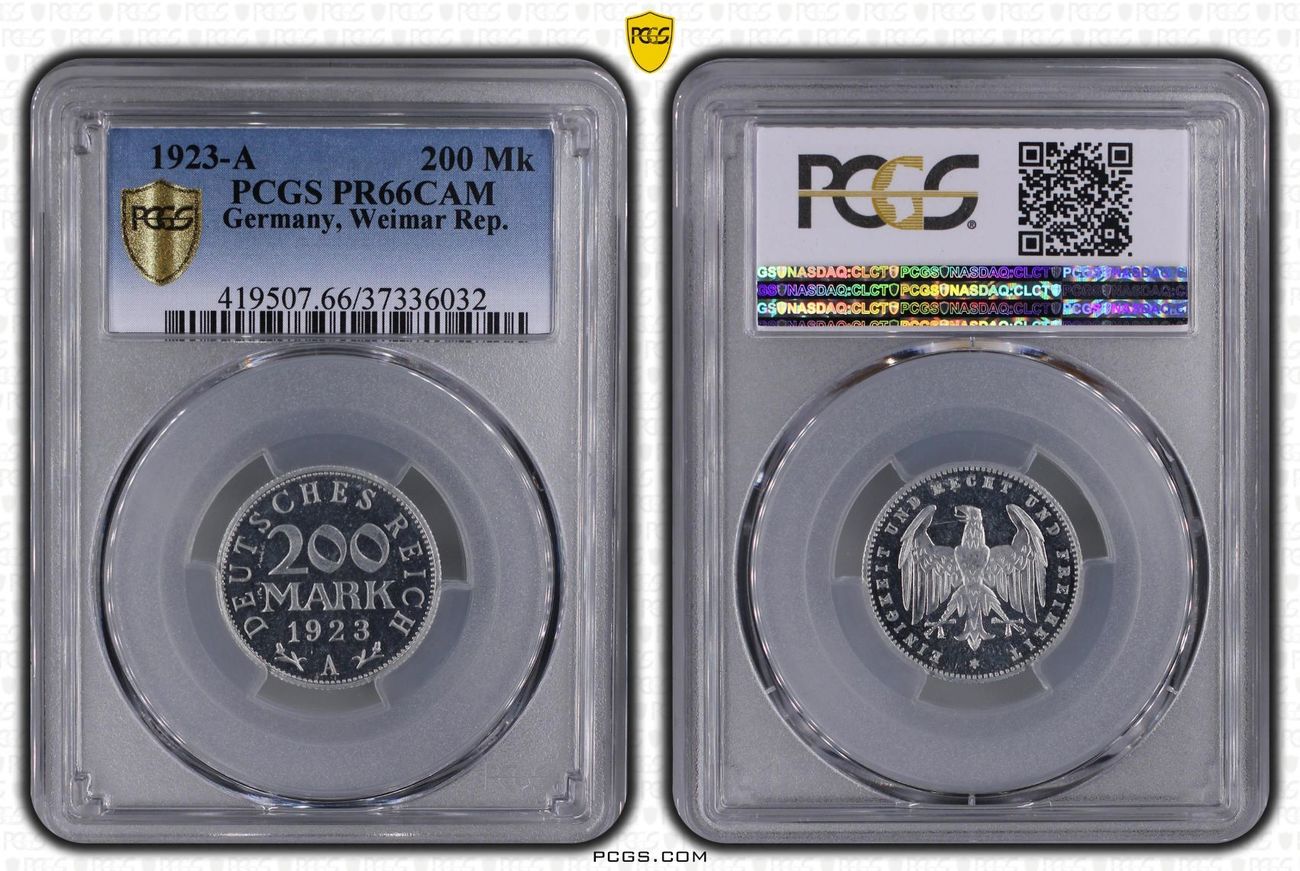 Germany, Weimar Rep. 200 Mk 1923-A 200 Mark 1923 A Aluminium Polierte ...