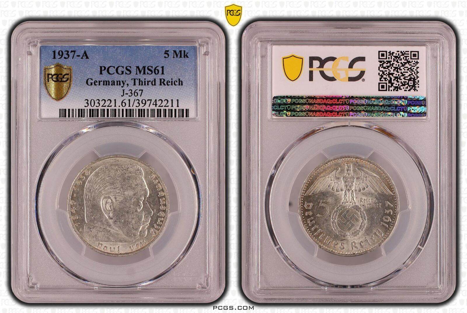 Germany, Third Reich 5 Mark 1937-A Drittes Reich 5 Reichsmark ...