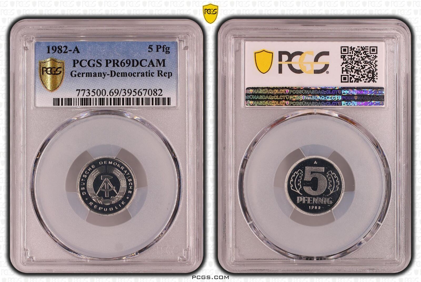 Germany-Democratic Rep 1982-A DDR 5 Pfennig A = Berlin Mint Polierte ...