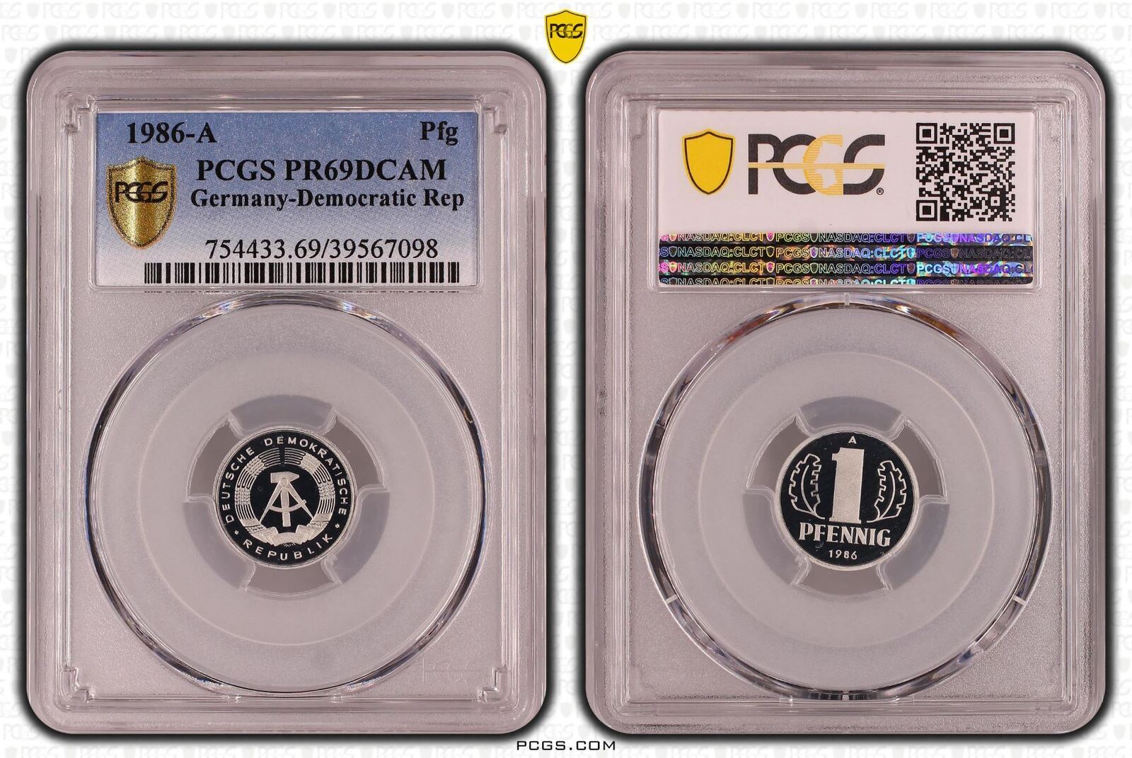 Germany-Democratic Rep 1986-A DDR 1 Pfennig A = Berlin Mint Polierte ...