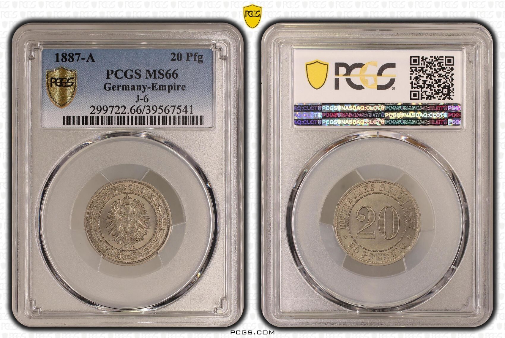 Germany-Empire 1887-A Kaiserreich 20 Pfennig J.6 1887 A Stempelglanz ...