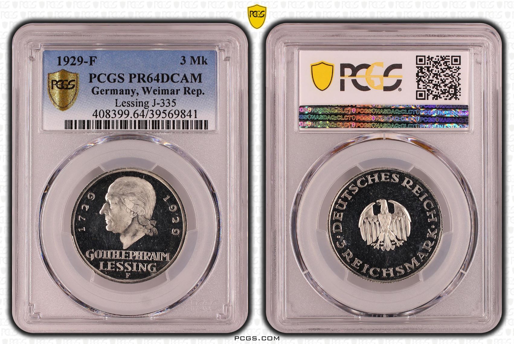 Germany, Weimar Rep. - Weimar 3 Mark 1929-F Weimarer Republik 3 Reichsmark Lessing 1929 F ...