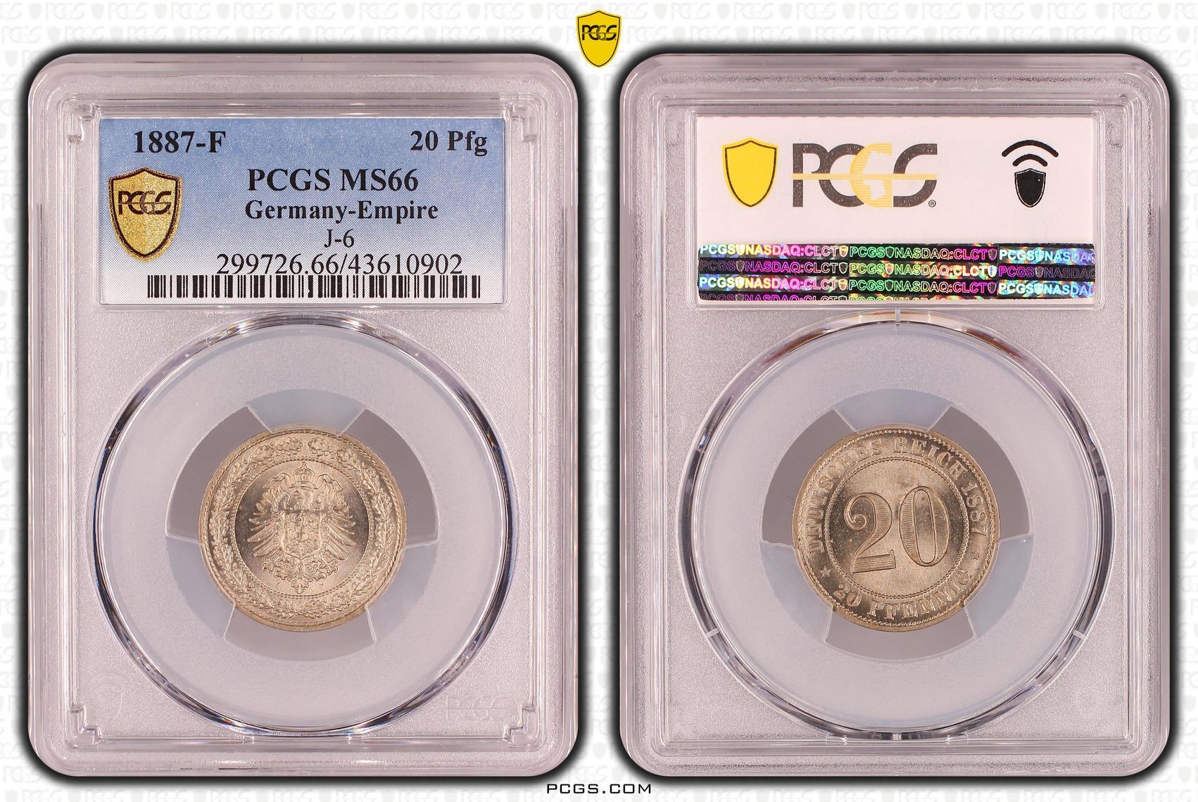 Germany-Empire 1887-F Kaiserreich 20 Pfennig J.6 1887 F Stempelglanz ...