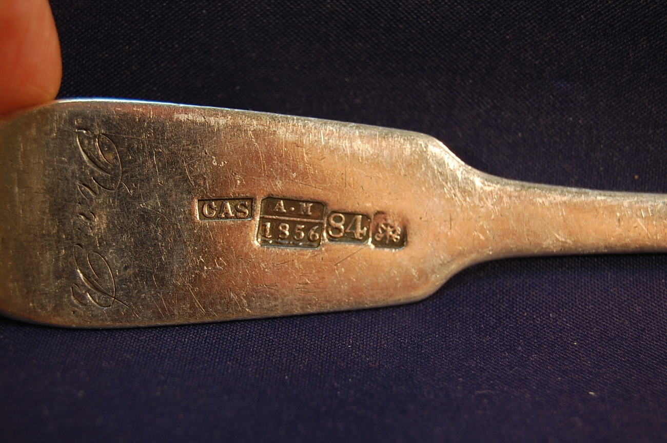 Deutschland / Russland 1856 Russland schöner alter Silberlöffel, Silber 875 (Punze 84) EF ...