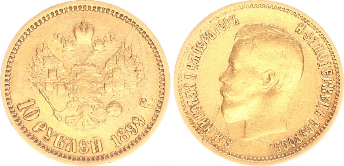 10 Rubel Gold Russland 10 Rubel 1899 Gold Nikolaus II. 1894-1917 VF-EF ...