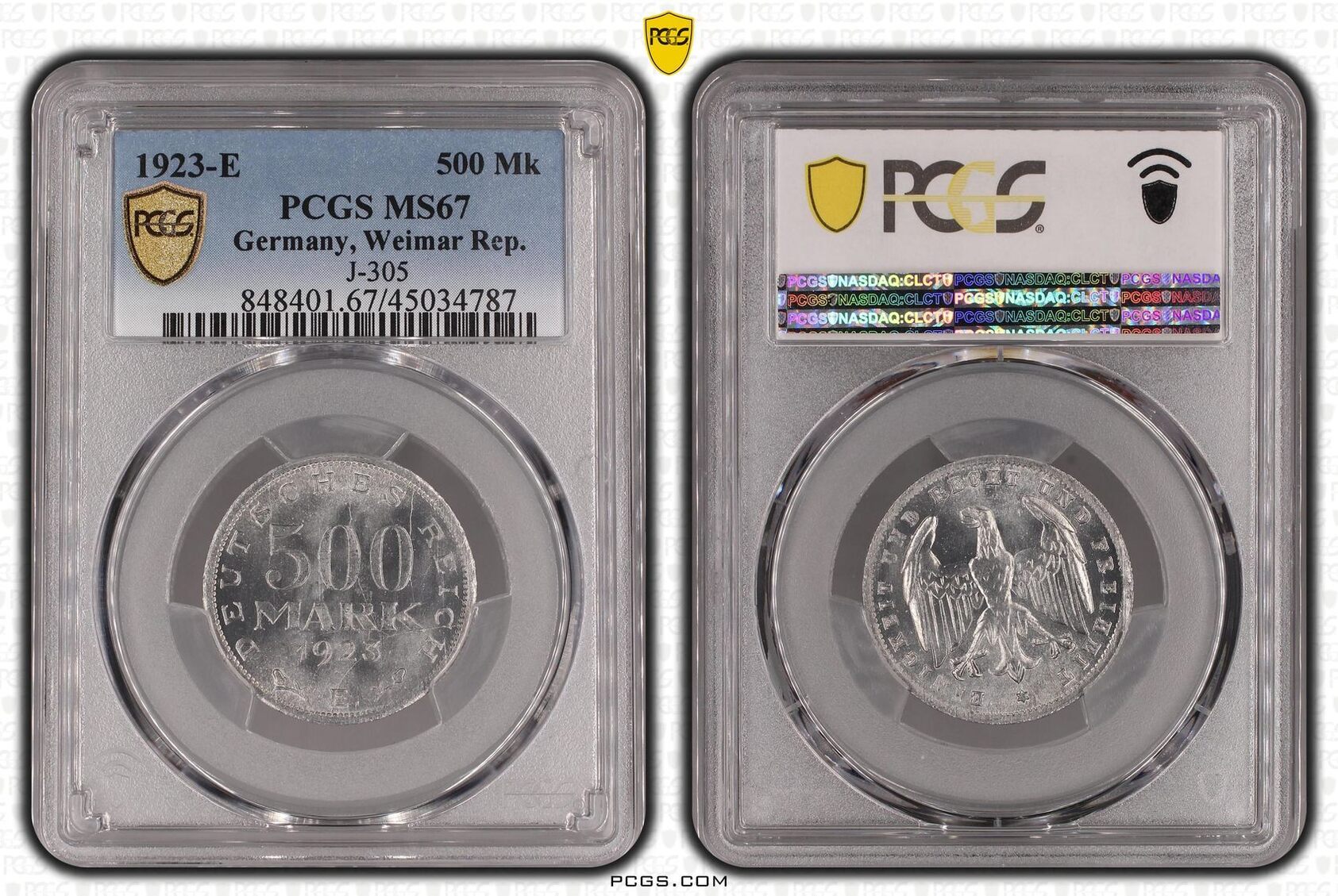 Germany, Weimar Rep. 1923-E 500 Mark 1923 E Aluminium Stempelglanz ...