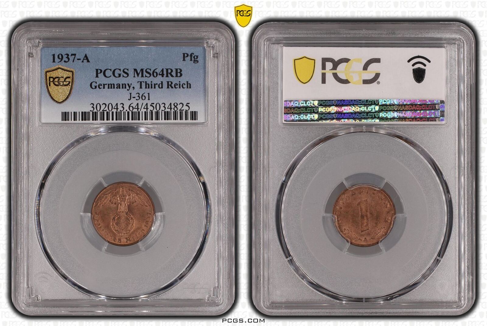 Germany, Third Reich 1937-A 1 Pfennig 1937 A J.361 fast Stempelglanz ...