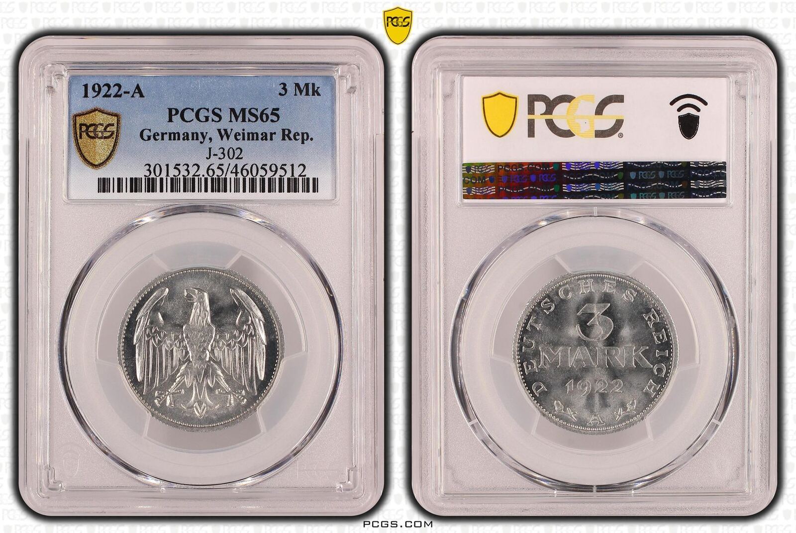 Germany, Weimar Rep. 1922-A Inflation 3 Mark Alu J.302 1922 A ...