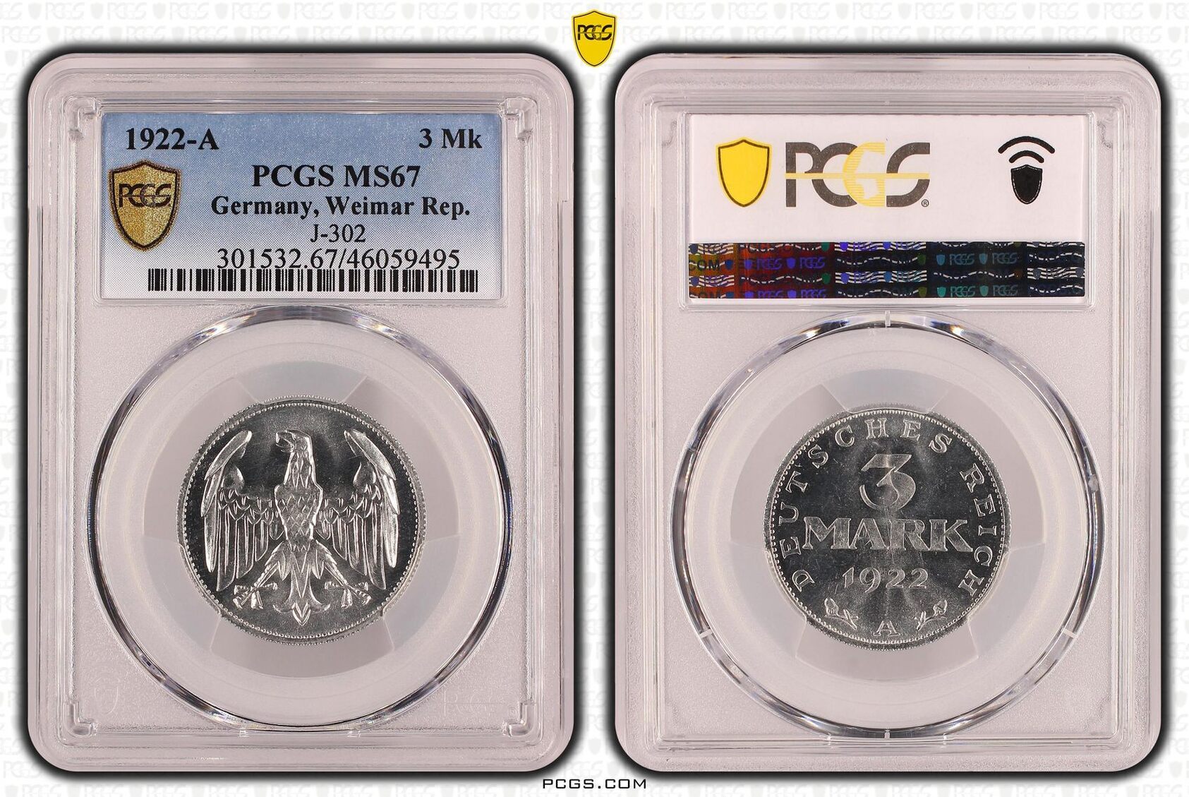 Germany, Weimar Rep. 1922-A Inflation 3 Mark Alu J.302 1922 A ...