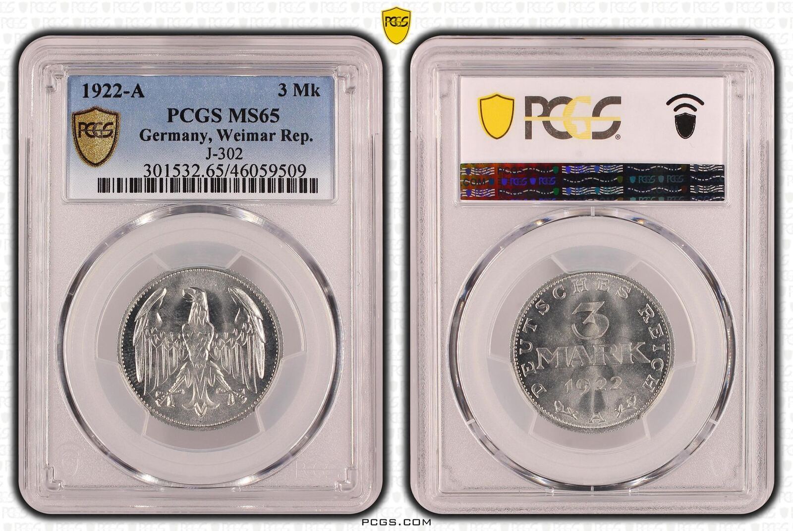 Germany, Weimar Rep. 1922-A Inflation 3 Mark Alu J.302 1922 A ...