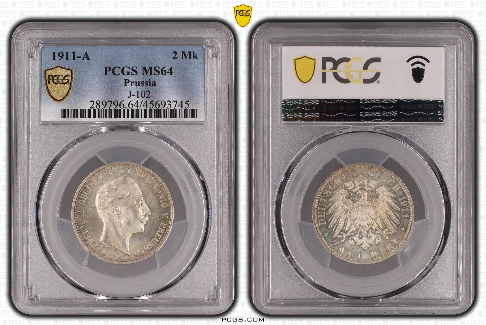 Prussia 1911-A Preußen 2 Mark 1911 A - Wilhelm II PCGS MS64 | MA-Shops