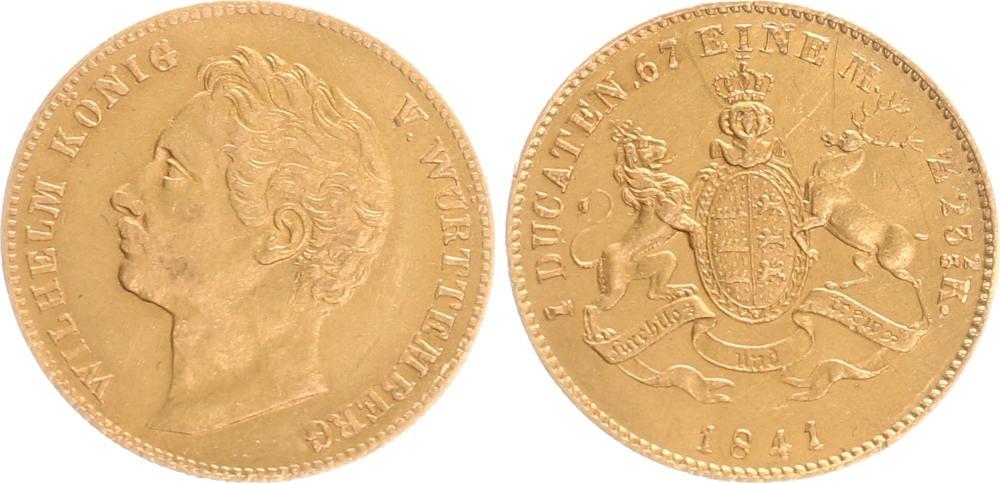 1 Dukat Württemberg 1 Duakt 1841, Wilhelm VF-EF,leichte Goldtönung | MA ...