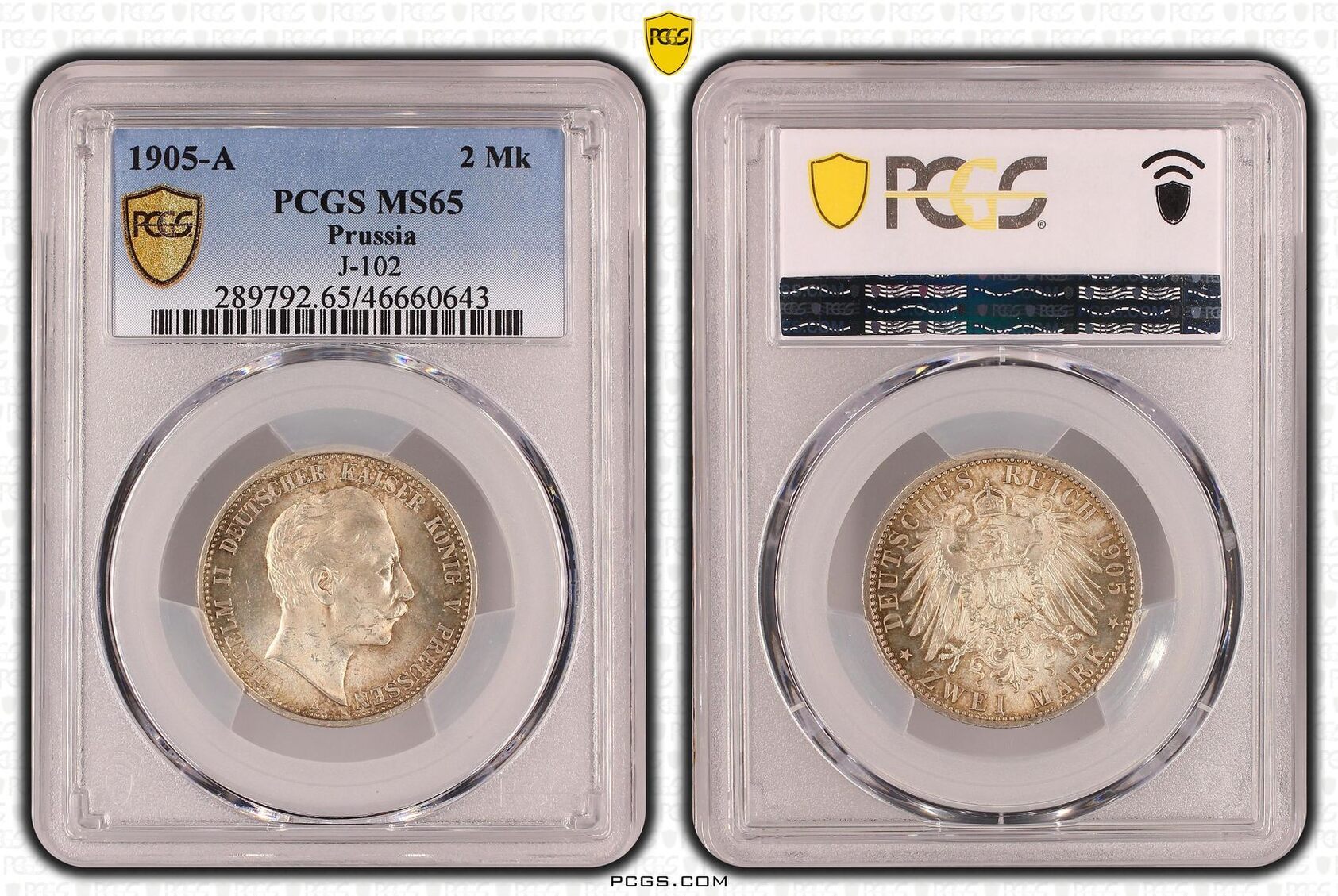 Prussia 1905-A Preußen 2 Mark Kaiser Wilhelm II 1905 A PCGS ...