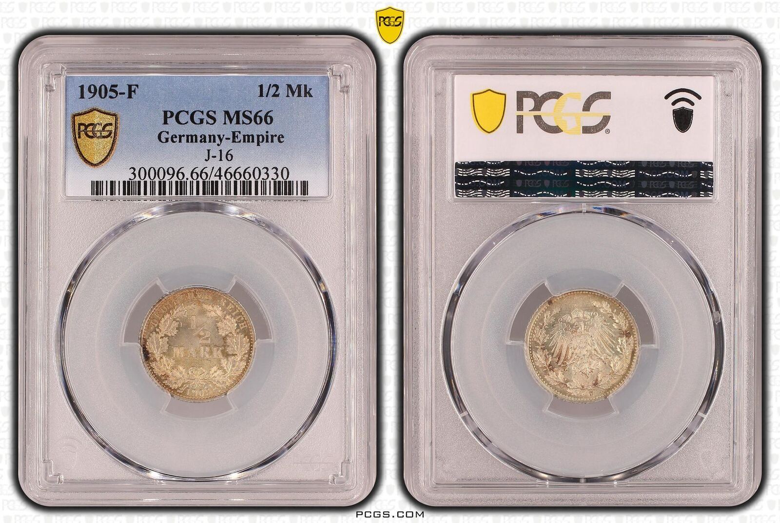 Deutsches Kaiserreich 1/2 Mark 1905 F 1/2 Reichsmark Stempelglanz - PCGS zertifiziert PCGS MS66 ...
