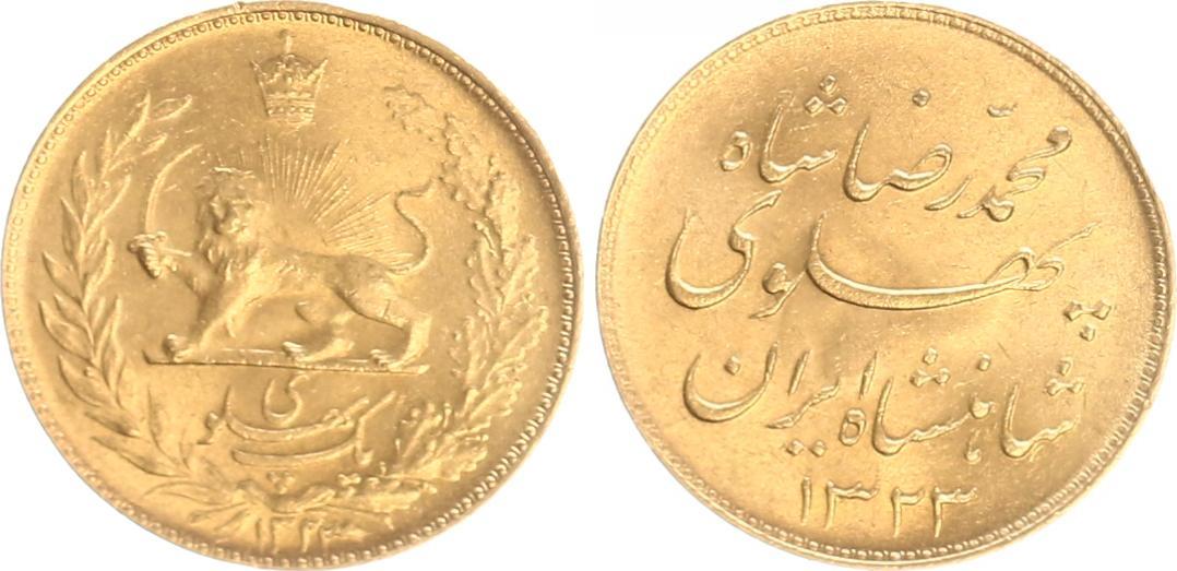 1 Pahlavi Gold IRAN - Gold - 1 Pahlavi 1944 Muhammad Reza Shah Pahlavi 1941 - 1979 f.st CH UNC ...