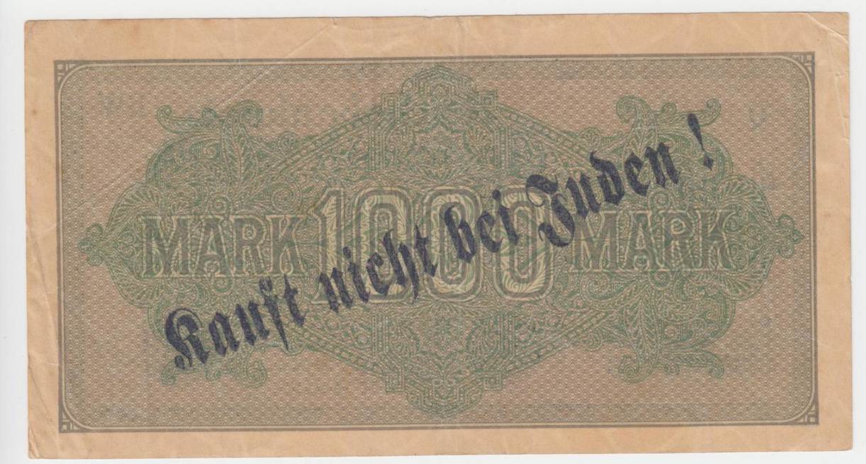 3. Reich 1933 3.Reich Wahl-Propaganda auf 1000 Mark Reichsbanknote ...