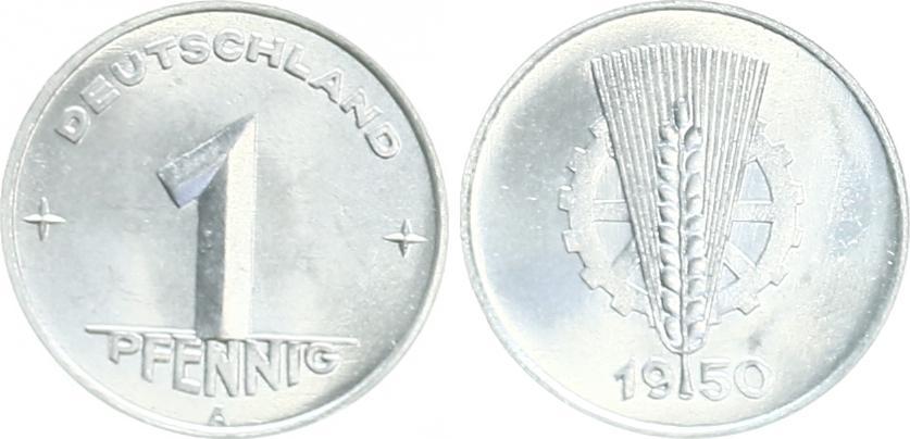 Deutschland / DDR 1 Pfennig Alu DDR 1 Pfennig 1950 A, Prachtexemplar ...