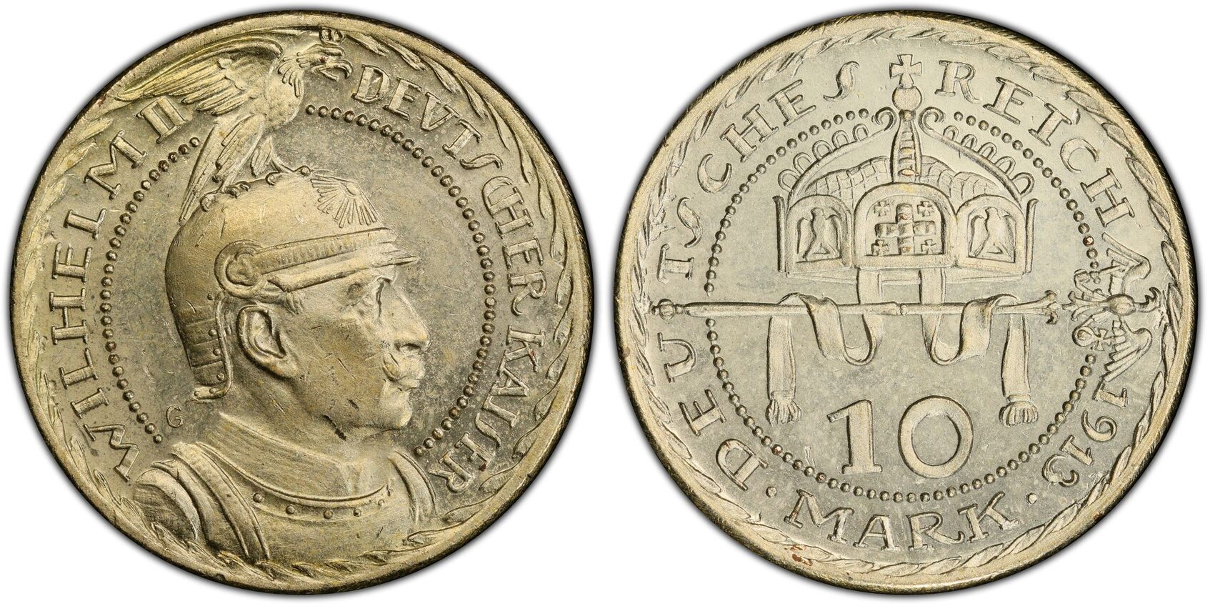 Prussia 1913-G P10 Mk Sch253aG2 Silvered Cu - Motiv Probe von Karl Götz SP64 | MA-Shops