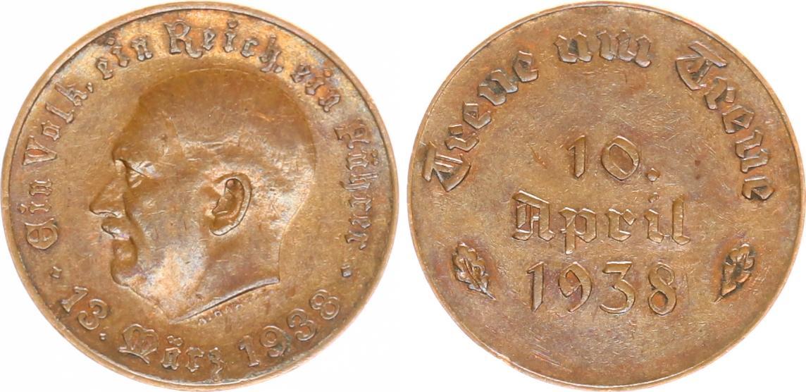 3.Reich Propagandamedaille 10.April 1938 Treue um Treue/ Hitlerportrait ...