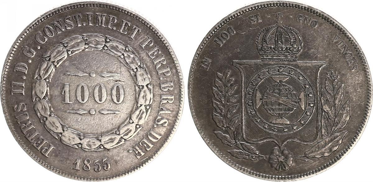 1000 Reis Peter II. Brasilien 1000 Reis 1855 Peter II., ss VF | MA-Shops
