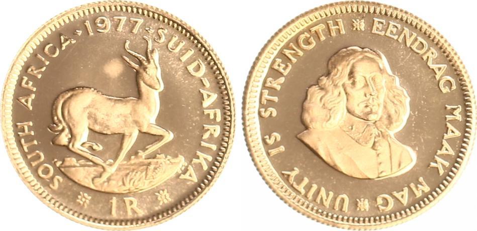 Südafrika South Africa 1977: 1 Rand 4g Gold 916 EA/PP Prooflike / Proof ...