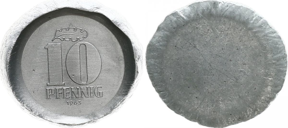 10 Pfennig Produktionsprobe 1963 A DDR, Probe 10 Pfennig 1963 Blei-Zinn ...