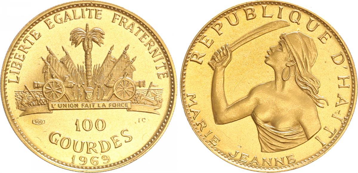 Haiti 100 Gourdes, 1969, Gold 900, 19,87g UNC | MA-Shops