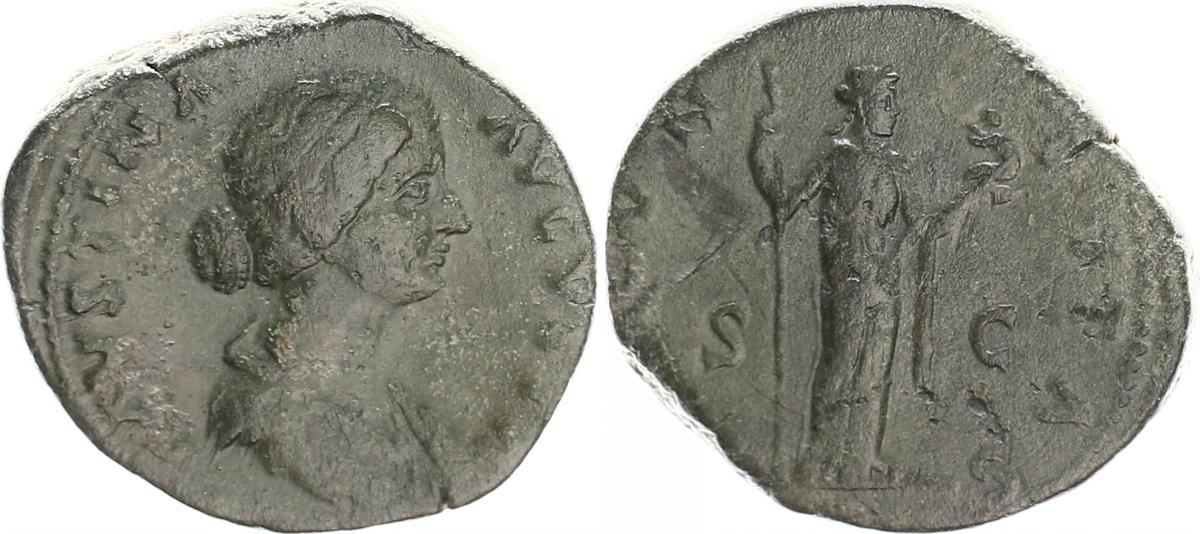 Antike / Kaiserzeit Sesterz 147-176 Faustina Filia (II) Fecunditas n.r. stehend VF | MA-Shops