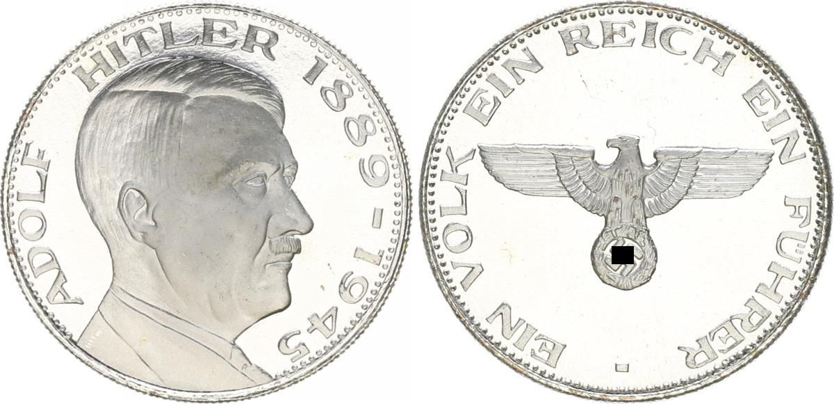 3. Reich Hitlermedaille Ein Volk, ein Reich, ein Führer 1889-1945 UNC ...