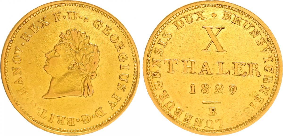 Braunschweig / Lüneburg 10 Taler Gold 1829 B Braunschweig - Lüneburg VF ...