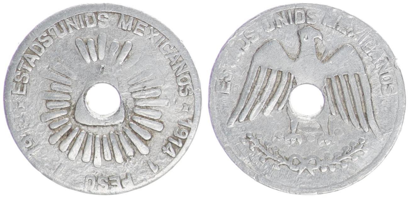 Mexico City Mexico 1 Peso Token 1914 VF | MA-Shops