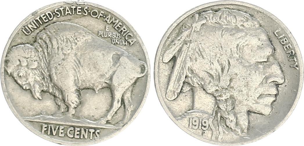 USA 5 Cent Buffalo 1919 ss-vz VF-EF | MA-Shops