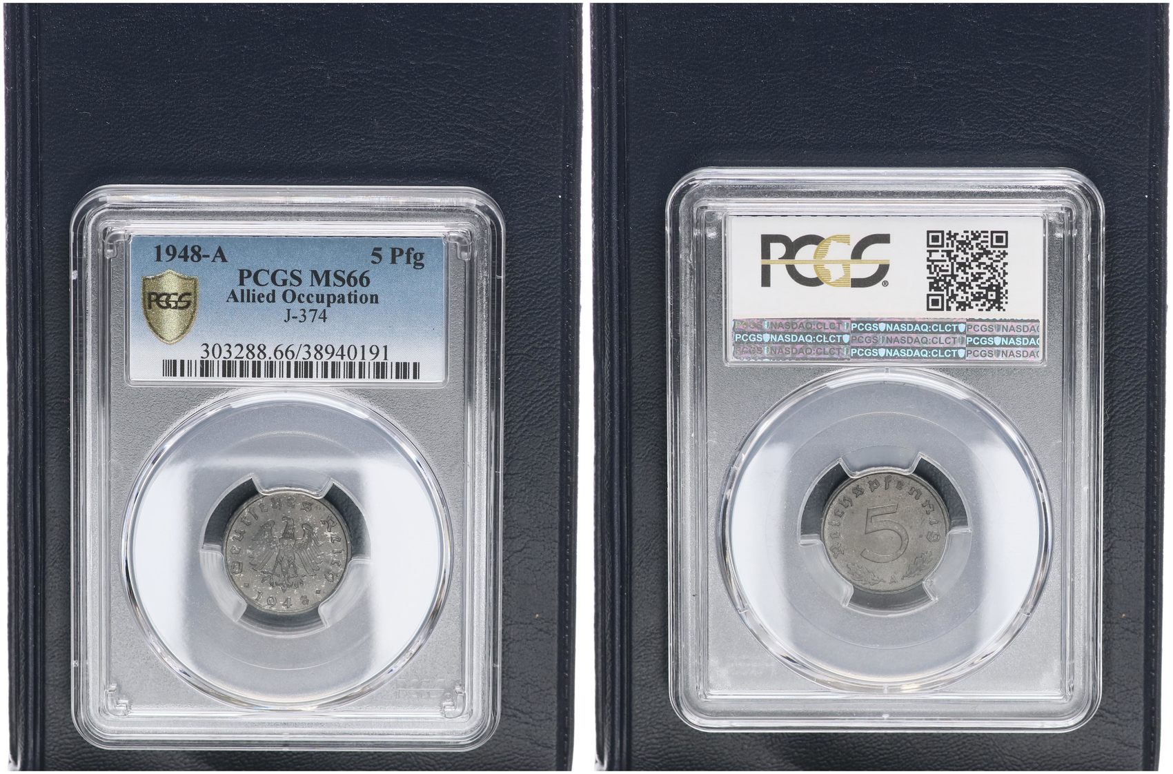 Allied Occupation 1948-A Alliierte Besetzung 5 Pfennig 1948 A Stempelglanz PCGS zertifiziert ...