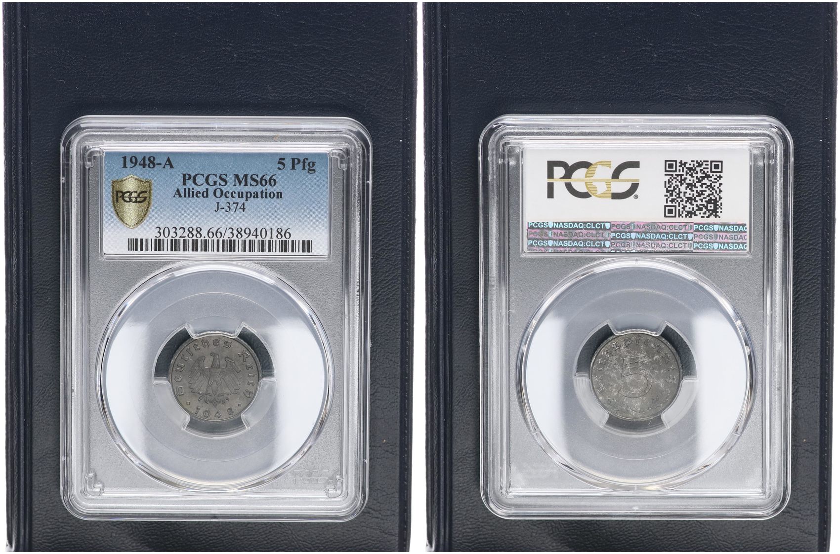 Allied Occupation 1948-A Alliierte Besetzung 5 Pfennig 1948 A Stempelglanz PCGS zertifiziert ...