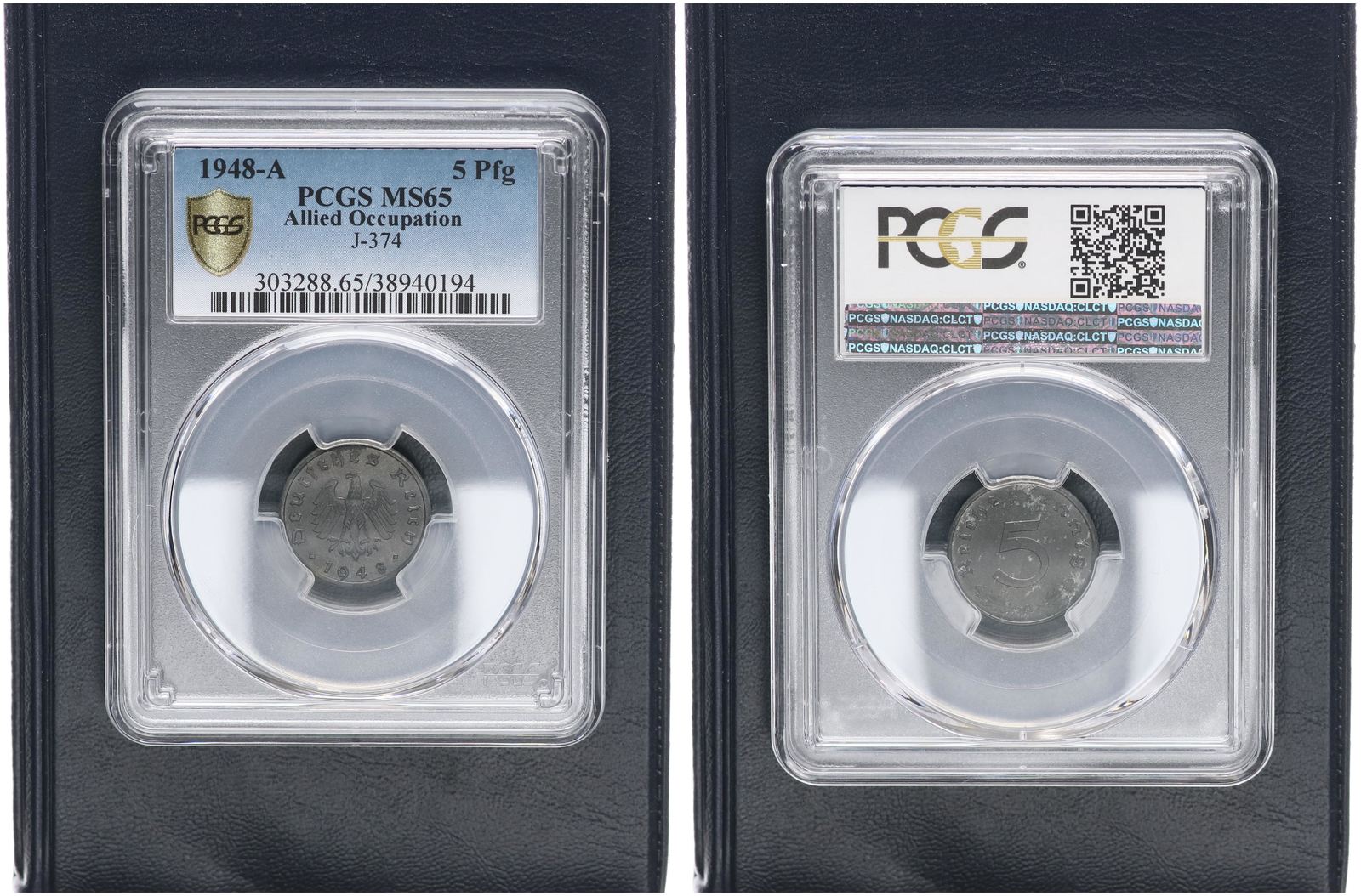 Allied Occupation 1948-A Alliierte Besetzung 5 Pfennig 1948 A Stempelglanz PCGS zertifiziert ...