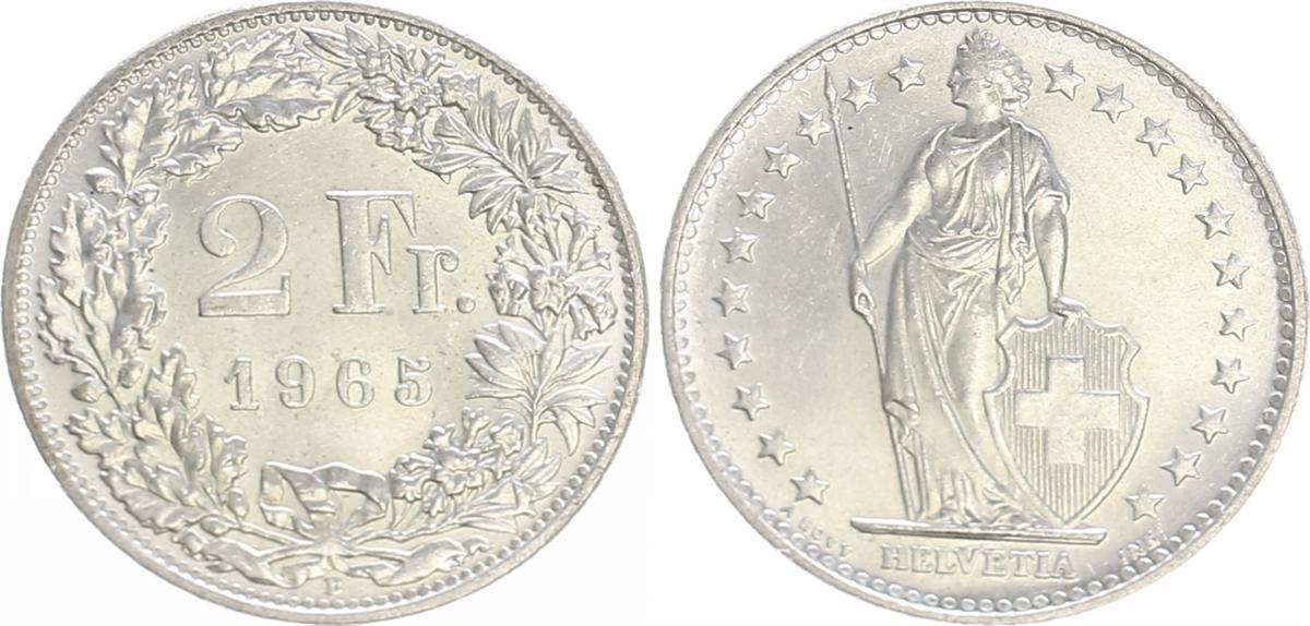 Schweiz 2 Franken Silber 1965 B CH UNC | MA-Shops
