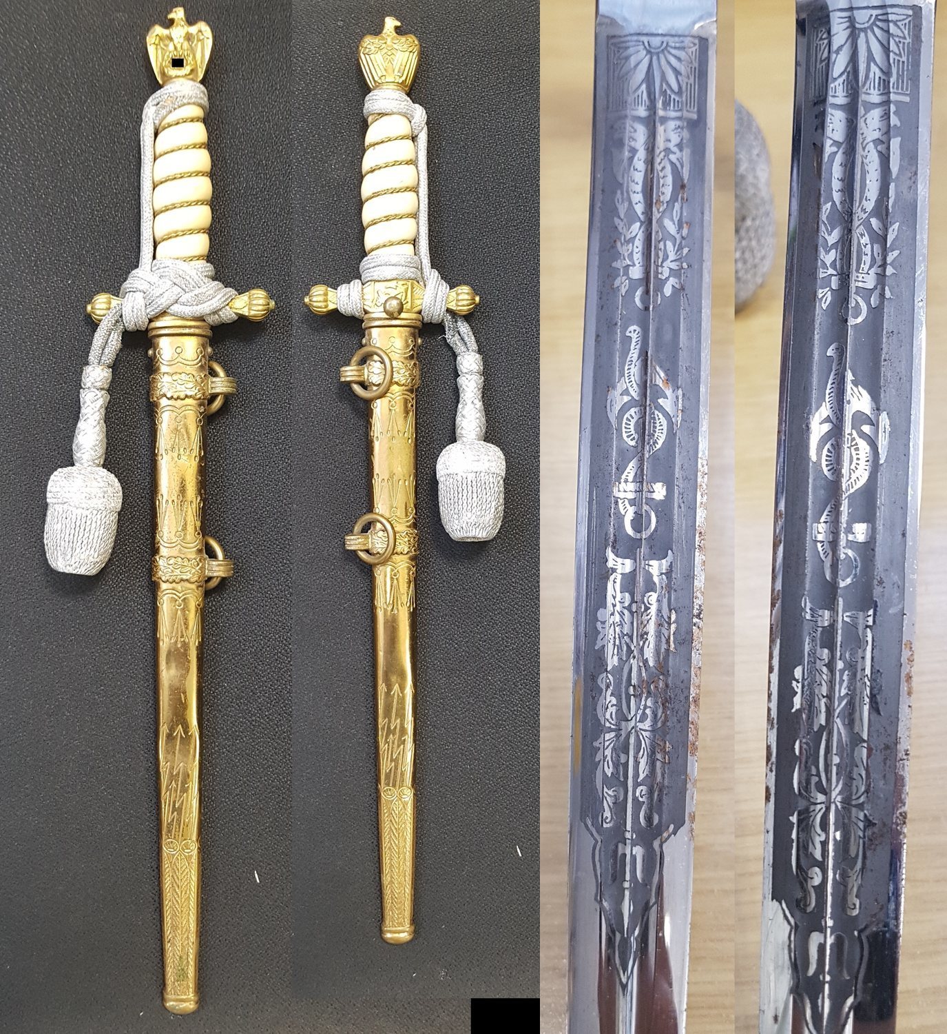 3. Reich Marine Offiziersdolch mit Portepee Wehrmacht Kriegsmarine ...