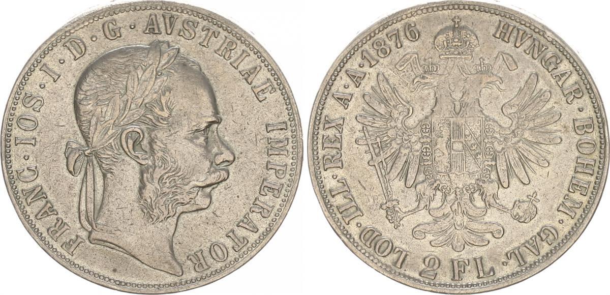 Österreich Ungarn 2 Gulden - 2 Florin Österreich-Ungarn Doppelgulden 1876 Franz-Joseph I VF+ ...