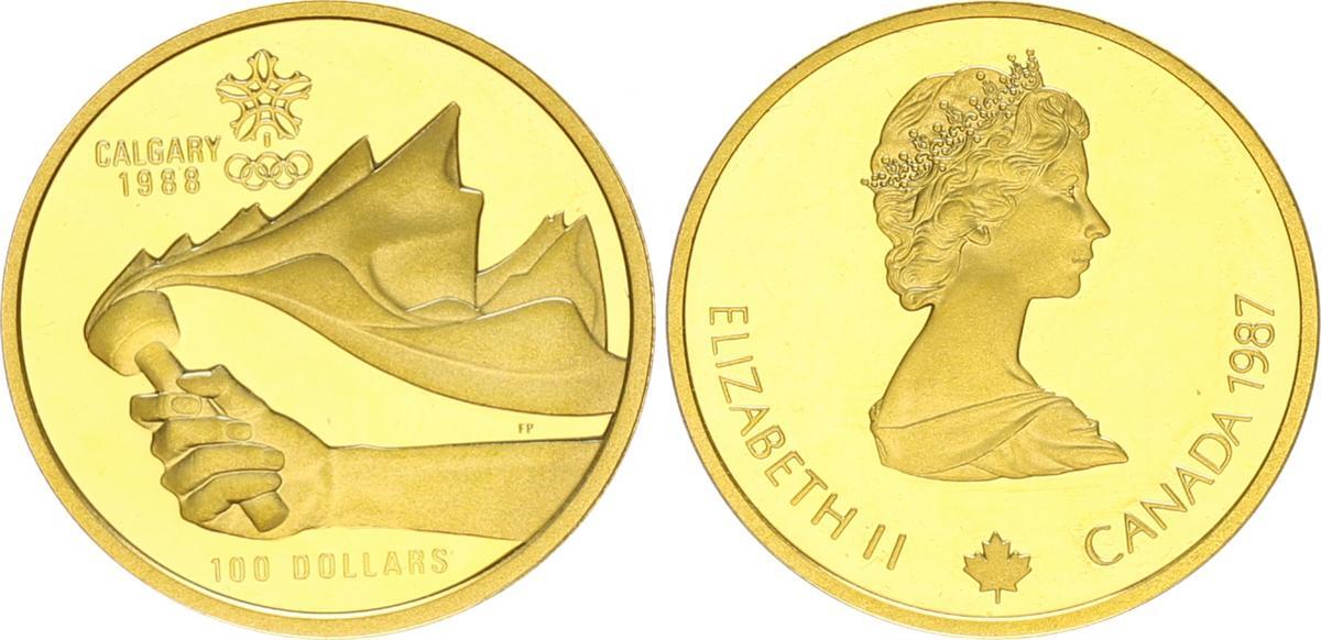 Kanada - Canada - Olympia 100 $ 1/4 Unze Gold 1987 1/4 Unze Goldmünze ...
