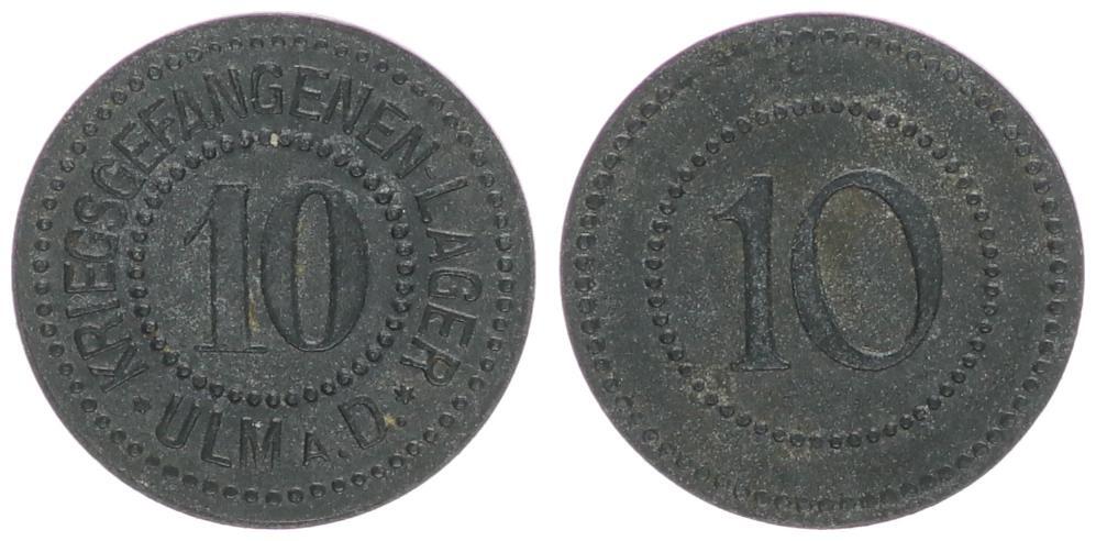 ohne Jahr Deutschland, Kriegsgefangenenlager Ulm, Wertmarke zu 10 EF ...