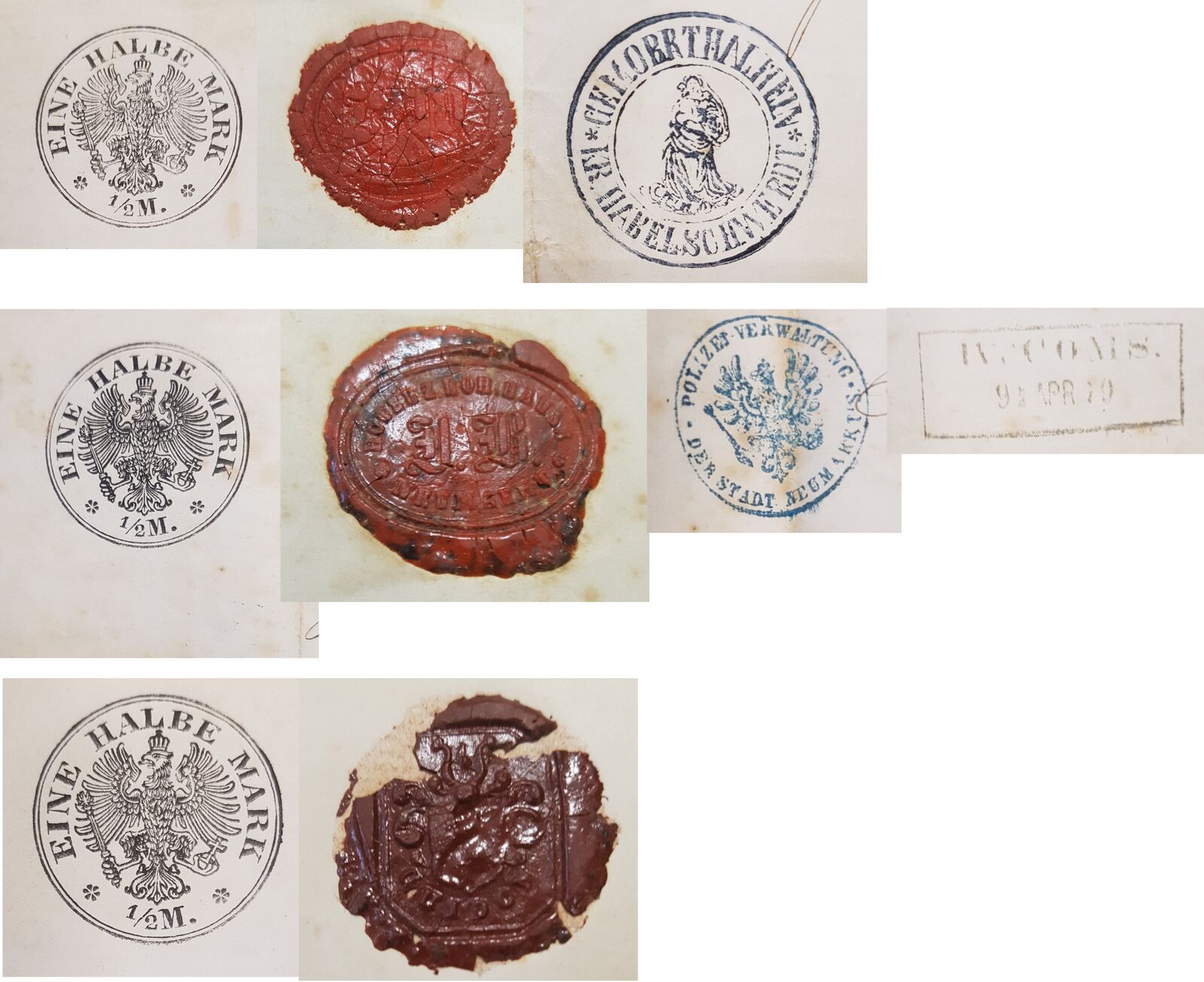 Deutschland / Kaiserreich 1879 -1881 3 Briefe Stempelmarke und Siegel ...